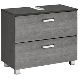 Welltime Waschbeckenunterschrank &raquo;Ravenna&laquo; Breite 70 cm, T&uuml;ren mit Anschlagd&auml;mpfern grau B/H/T: 70cm x 59cm x 35cm, Schubladen: 1 Stk.