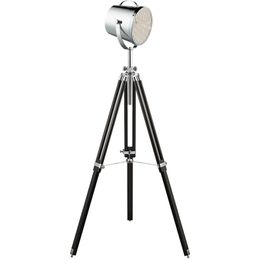 Searchlight Stehlampe &raquo;Studio-Stehlampe - Chrommetall & Schwarzes Holz&laquo; E27 1 Stk. schwarz H: 124cm, 1 Stk.