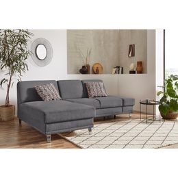 Sit & More sit&more Ecksofa &raquo;Clio L-Form&laquo; optional Schlaffunktion oder Vorziehsitz und Bettkasten, Federkern grau B/H/T: 246cm x 89cm x 165cm, Luxus-Microfaser 