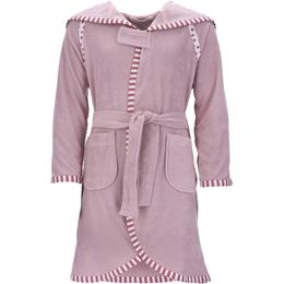 Vossen Kinderbademantel &raquo;Mimmi&laquo; 1 Stk. f&uuml;r M&auml;dchen & Jungen, mit Kapuze & kontrastfarbigen Einfassung lila Rundstrickware 98/104 L: 64cm