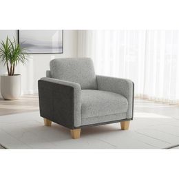 Sit & More sit&more Sessel &raquo;Concept&laquo; mit R&uuml;ckenkissen grau 100% Polyester Chenille,mit Fu&szlig; Buche eichefarbig, B/H/T: 89cm x 84cm x 90cm