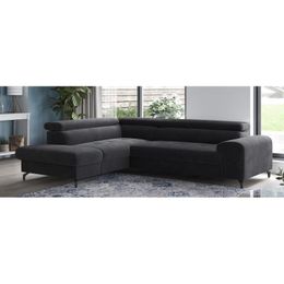 COTTA Ecksofa &raquo;Aura L-Form, B: 260 cm&laquo; mit Schlaffunktion, Bettkasten & Kopfteilverstellung grau B/H/T: 260cm x 210cm, Cord, Ottomane links, 