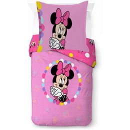 Disney Kinderbettw&auml;sche &raquo;Minnie Mouse Happy&laquo; 2 100% Baumwolle pink Linon, Obermaterial: 100% Baumwolle B/L: 135cm x 200cm, 1 Stk., 1 Stk., Linon, B/L: 80cm x