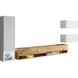 Home Affaire Wohnwand &raquo;Amadeo&laquo; Set, 4 Stk. tlg. wei&szlig; B/H/T: 290cmcm x 130cmcm x 31cmcm