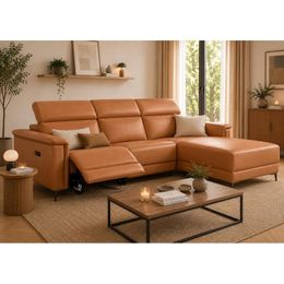 OTTO home Ecksofa &raquo;LUND, Naturleder, L-Form, 261cm, man./elektr. Relaxfunktion (USB-A)&laquo; mit USB A-Anschluss bei elektrischer Variante und 