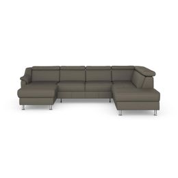 Sit & More sit&more Wohnlandschaft &raquo;Freetown U-Form&laquo; Kopfteilverstellung und Federkern, wahlweise mit Schlaffunktion grau B/H/T: 315cm x 84cm x 216cm, NaturLEDER