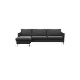 FLEXLUX Ecksofa &raquo;Fiore, super Sitzkomfort durch Kaltschaum im Sitz, L-Form&laquo; schmale Armlehnen, F&uuml;&szlig;e Alu+ Eiche schwarz B/H/T: 247cm x 85cm x 92cm, 