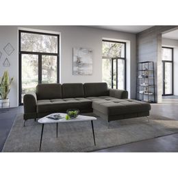 Sit & More sit&more Ecksofa &raquo;Bendigo L-Form&laquo; inklusive Sitztiefenverstellung, Bodenfreiheit 15 cm, 2 Fu&szlig;farben grau B/H/T: 284cm x 87cm x 175cm, Samtoptik,mega-