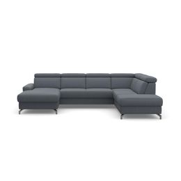Sit & More sit&more Wohnlandschaft &raquo;Scarlett U-Form&laquo; inklusive Kopfteilverstellung, optional Schlaffunktion & Bettkasten blau B/H/T: 333cm x 226cm, Chenille, 
