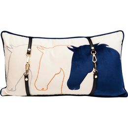KARE Dekokissen &raquo;Horsefaces, Kissenh&uuml;lle mit F&uuml;llung, 30x50 cm&laquo; st&uuml;tzt Kopf und Nacken angenehm und sorgt f&uuml;r erholsamen Schlaf blau Polyester B/L: 30cm x 