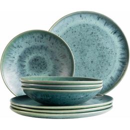 M&auml;ser M&Auml;SER Tafelservice &raquo;CARELLIA, aus Steinzeug&laquo; Teller Set, Geschirr-Set, Service blau Steinzeug 8 Stk.