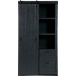 Woood Vitrine &raquo;Slide Barn FSC -Kiefernholz bands&auml;gerauh, H 230 x B 122 x T 37 cm&laquo; Metallschiene f&uuml;r Schiebet&uuml;r, pfleigleicht, lackierte Oberfl&auml;che 