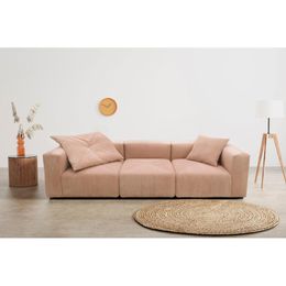 Home Affaire Big-Sofa &raquo;Gerrid&laquo; Cord-Bezug, bestehend aus Modulen: 2 Eck- und ein Mittelelement rosa 100% Polyester B/H/T: 301cm x 69cm x 108cm, Cord