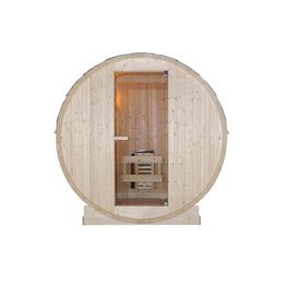 Sanotechnik Fasssauna &raquo;&raquo;TROMS&Ouml; M&laquo;&laquo; geeignet f&uuml;r 2 Personen, Fichetnholz braun Saunaofen, 3,6 kW