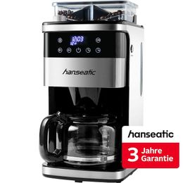 Hanseatic Kaffeemaschine mit Mahlwerk &raquo;HCMG105015SD&laquo; 1,5 l Kaffeekanne Papierfilter 1x4 inkl. 3 Jahre Herstellergarantie silber 1,5 l, 15 Kaffeemaschine mit 