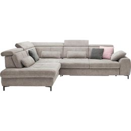 set one by Musterring Ecksofa Kaltschaumpolsterung, Flachgewebe, whlw. mit Funktionen, Sitzh&ouml;he 49 beige 100% Polyester B/H/T: 317cm x 86cm x 220cm, 
