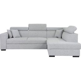 Home Affaire Ecksofa &raquo;Tulio L-Form&laquo; wahlweise mit Bettfunktion und Bettkasten, incl. 3 Zierkissen grau Struktur fein (100% Polyester);Struktur (100% 