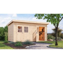 Karibu Gartenhaus &raquo;Tegel&laquo; beige Holzwerkstoff ohne Fu&szlig;boden, ohne Dacheindeckung
