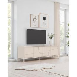 OTTO home Lowboard &raquo;Stone, 205 cm breit, 4 T&uuml;ren, TV-Schrank, TV-Kommode, Medienboard&laquo; 3D-Design, Push-to-open, Innenraum gro&szlig;z&uuml;gig, F&uuml;&szlig;e 14/2 cm 