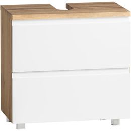 Welltime Waschbeckenunterschrank &raquo;S&ouml;lden&laquo; wei&szlig; Holzwerkstoff wotaneiche, B/H/T: 60cm x 56cm x 35cm, Schubladen: 1 Stk.