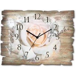 Artland Wanduhr &raquo;In Buchstaben - Rose&laquo; wahlweise mit Quarz- oder Funkuhrwerk, lautlos ohne Tickger&auml;usche wei&szlig; B/H/T: 40cm x 30cm x 0,6cm, Quarzuhr