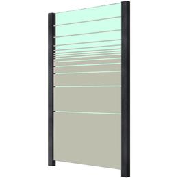 STAKET PRO Zaun Glaszaun, Gesamtl&auml;nge: 1,217 m, 2 Pfosten grau Aluminium, Glas Pfosten: 2 Stk.