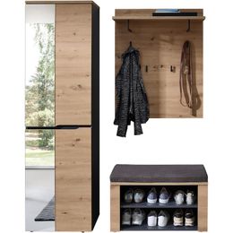 OTTO home Garderoben-Set &raquo;Bergen Garderobenset, 150/192/38 (B/H/T cm)&laquo; 3 Stk. tlg. braun ABS-Kunststoff, Glas, Holzwerkstoff, MDF, Metall 