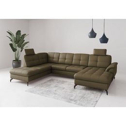 Sit & More sit&more Wohnlandschaft &raquo;Zora&laquo; B/H/T: 212cm, NaturLEDER ,mega-Recamiere rechts,mit Bett,mit Bettkasten