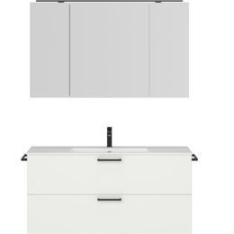 Nobilia Badm&ouml;bel-Set &raquo;Tolvina&laquo; vormontiert, mit Soft-Close, 2 Stk. tlg. wei&szlig; B/H/T: 121cmcm x 169cmcm x 48,7cmcm, Griffe schwarz