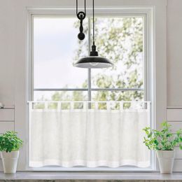 GERSTER Scheibengardine &raquo;Antonia&laquo; Schlaufen 1 Stk. tlg. Bio Baumwolle wei&szlig; Wirkware, Baumwolle 50cm, Schlaufen, 150cm