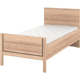 Musterring Holzbett &raquo;Sorrent, Bettgestell, Bettrahmen, teilmassiv Eiche&laquo; Eiche teilmassiv, Liegeh&ouml;henverstellung, Stollenfu&szlig;teil braun L&auml;nge B: 190cm x 90cm