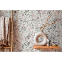 A.S. Cr&eacute;ation Vliestapete &raquo;THE BOS Landhaus Blumentapete&laquo; gemustert matt neutral strukturiert Pflanzen Floral Tapeten Wohnzimmer Schlafzimmer K&uuml;che Design Optik 