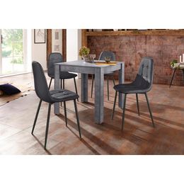 OTTO home Essgruppe Set, 5 Stk. tlg. mit Esstisch 80 cm breit grau B/H/T: 80cm