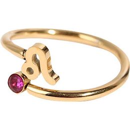 Firetti Damen Fingerring &raquo;Schmuck Geschenk Damenring Sternzeichen&laquo; Made in Germany - mit Zirkonia (synth.) gold 5 g, L&ouml;we, Edelstahl, 1,2mm
