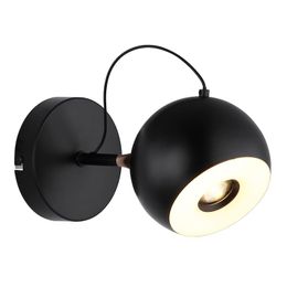 Globo LIGHTING Wandleuchte &raquo;DONOVAN&laquo; LED-Modul 1 Stk. Warmwei&szlig; Wandleuchte Schwarz/Chrom/Gold, Acryl opal, LED 10W schwarz 1, &Oslash; 12cm, 1 Stk.