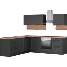 KOCHSTATION Winkelk&uuml;che &raquo;KS-Lana&laquo; Stellbreite 240/240 cm, wahlweise mit und ohne E-Ger&auml;te grau B/H/T: 240cm x 200cm x 240cm, ohne E-Ger&auml;te