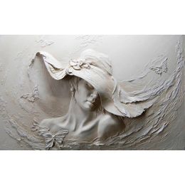 papermoon Fototapete &raquo;Frau mit Hut in Stein&laquo; bunt Vlies B/L: 5m x 2,8m, Bahnen: 10 Stk.