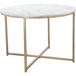 OTTO home Esstisch &raquo;Gondat&laquo; 1 Stk. tlg. mit Tischplatte in Marmor-Optik, Gestell aus Metall golden, H&ouml;he 76 cm bunt B/H/T: 110cm x 76cm x 110cm
