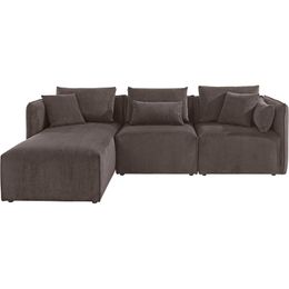 OTTO home Ecksofa &raquo;N&ouml;re L-Form&laquo; 3 Teile, in vielen Bezugsqualit&auml;ten und Farben. Modulteile s. "N&ouml;re" braun 92% Polyester, 8% Polyamid B/H/T: 262cm x 