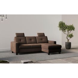 OTTO home Ecksofa &raquo;Varese&laquo; wahlweise mit Schlaffunktion und Bettkasten braun 100% Polyester B/H/T: 239cm x 91cm x 164cm, Luxus-Microfaser ALTARA 