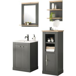 OTTO home Badm&ouml;bel-Set &raquo;WESTMINSTER, Bad im Landhausstil, 4-teiliges Badezimmer&laquo; 4 Stk. tlg. grau B/H/T: 130cmcm x 200cmcm x 46cmcm