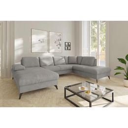 Sit & More sit&more Wohnlandschaft &raquo;Morris Jubi U-Form, B: 300 cm&laquo; mit Armteilfunktion & 1 Zierkissen, optional Schlaffunktion grau 100% Polyester B/H/T: 300cm x