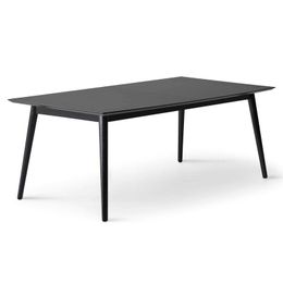 Esstisch &raquo;Meza Designtisch mit Auszugsfunktion und 2 Einlegeplatten&laquo; bootsf&ouml;rmige Tischplatte MDF, Massivholzgestell, in zwei Breiten schwarz 
