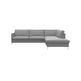 FLEXLUX Ecksofa &raquo;Fiore, L-Form, bequem und komfortabel durch hochwertigem Sitzaufbau&laquo; schmale Armlehnen, Kaltschaum, F&uuml;&szlig;e Alu schwarz 100% Echteder B/