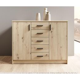 HBZ-MEBLE HBZ Sideboard &raquo;Nelly Kommode, BxHxT 109x86x50cm&laquo; 1 Stk. tlg. Breite 109cm, Einlegeb&ouml;den verstellbar, foliert braun B/H/T: 109cm x 86cm x 50cm, artisan