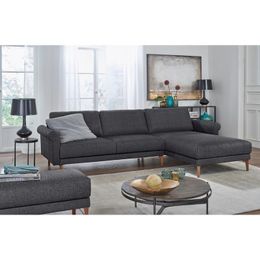 Creation BY ROLF BENZ Ecksofa &raquo;CR.450, Designecksofa, L-Form&laquo; Armlehne Schnecke modern Landhaus, Breite 262 cm, Fu&szlig; Nussbaum schwarz Chenille COCO (72
