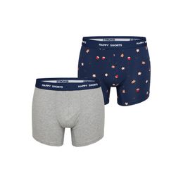 Happy Shorts Boxer shorts 'XMAS' male size XL marine blue / mottled grey / Red / White