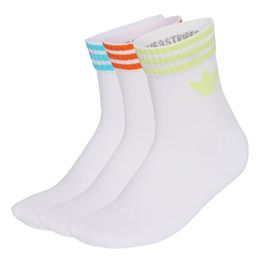 adidas originals Socks '3-Stripes Ankle 3 Pairs' female size 43/45 Azure / Light yellow / Dark orange / White