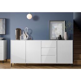 Home Affaire Sideboard &raquo;viel Stauraum, Soft Close, 3 T&uuml;ren und 3 Schubkasten&laquo; mit Metallf&uuml;&szlig;en, Breite 212 cm, grifflos, Fronten geriffelt 