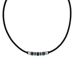 Tom Tailor Herren Tom Tailor Kette mit Anh&auml;nger schwarz Edelstahl Kautschuk Leder Metall, L: 52 B: 7mm